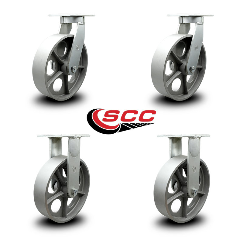 Service Caster 4 Piece Heavy Duty Semi Steel Cast Iron Caster Set | Wayfair