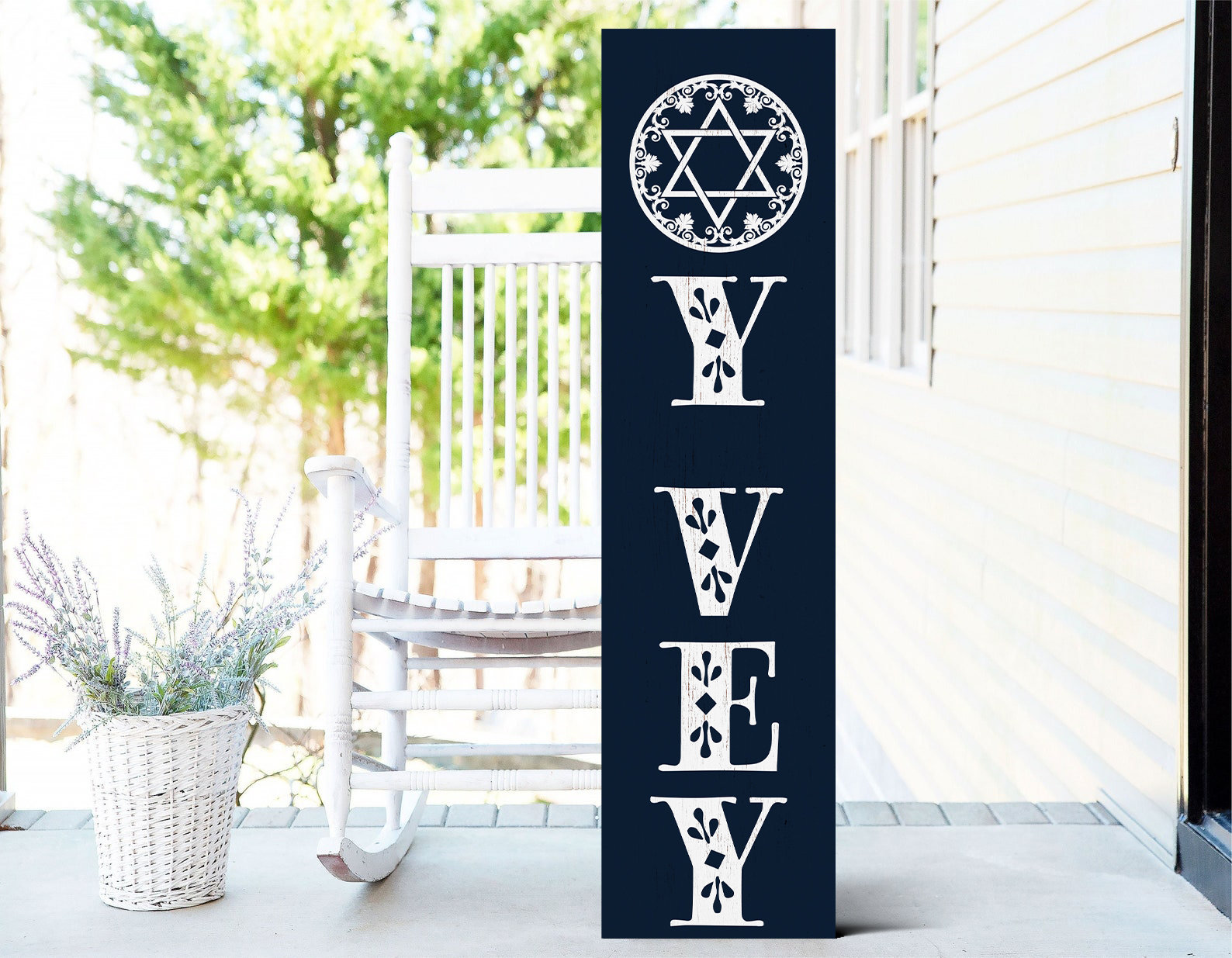 Winston Porter 36in "Oy Vey" Porch Sign - Front Door Decor, Entryway ...