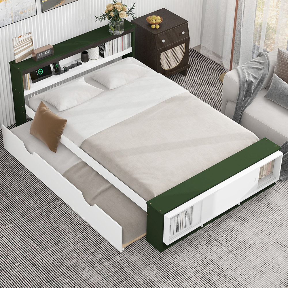 Isabelle & Max™ Elegant Design Platform Bed with Trundle And Charging ...