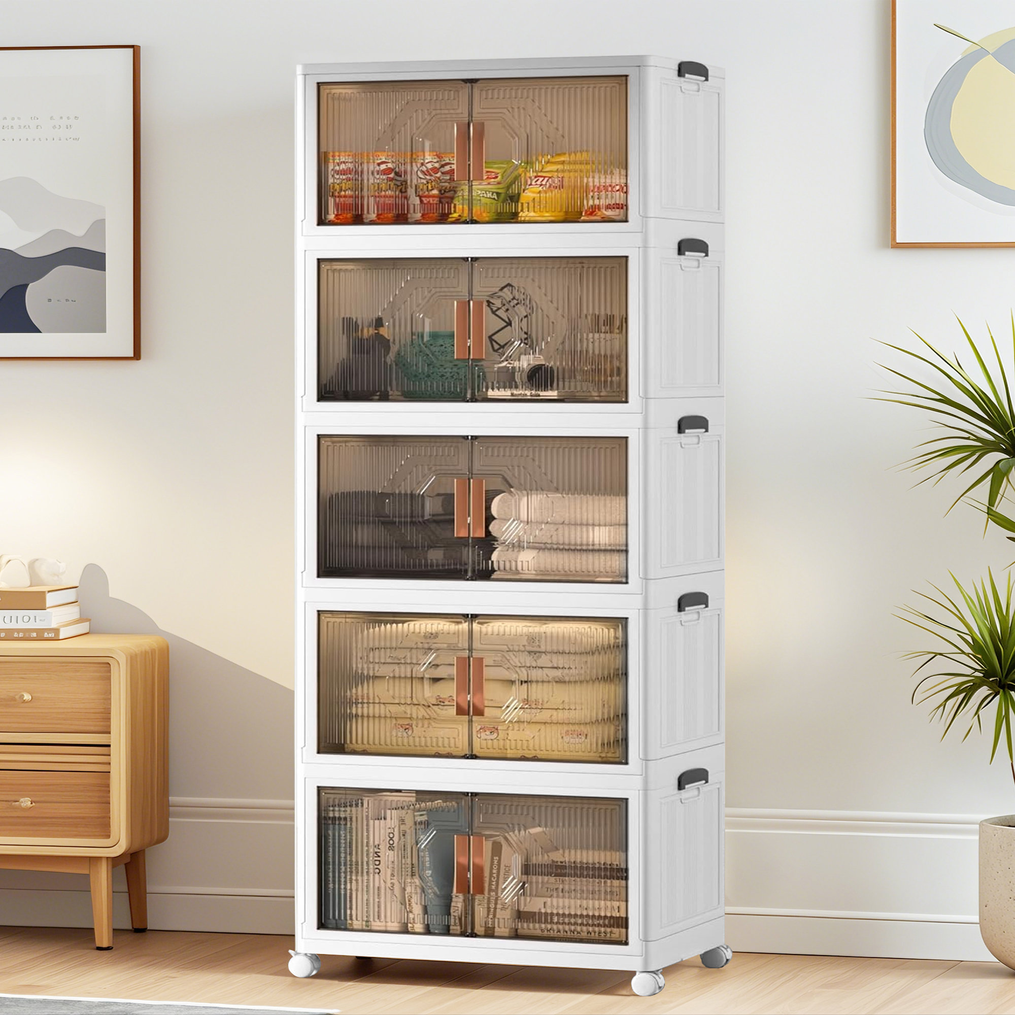 Rebrilliant Canas 3 Pack 23 Inch Stackable Storage Bins Folding ...