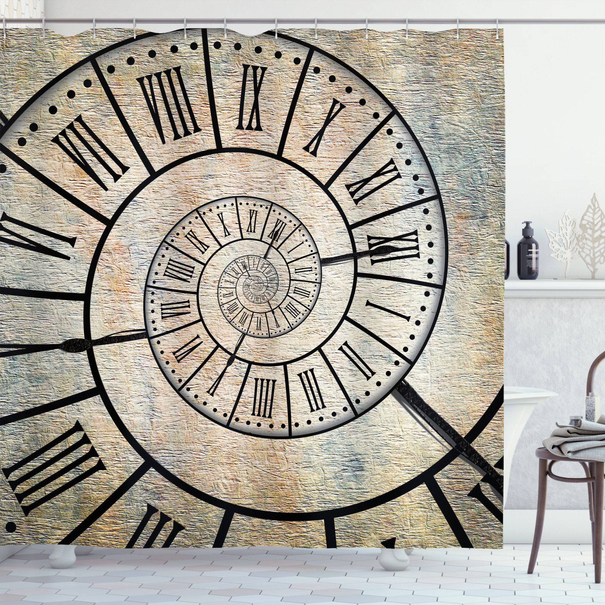 Ebern Designs Corina Roman Digit Time Spiral on The Vintage Textured ...