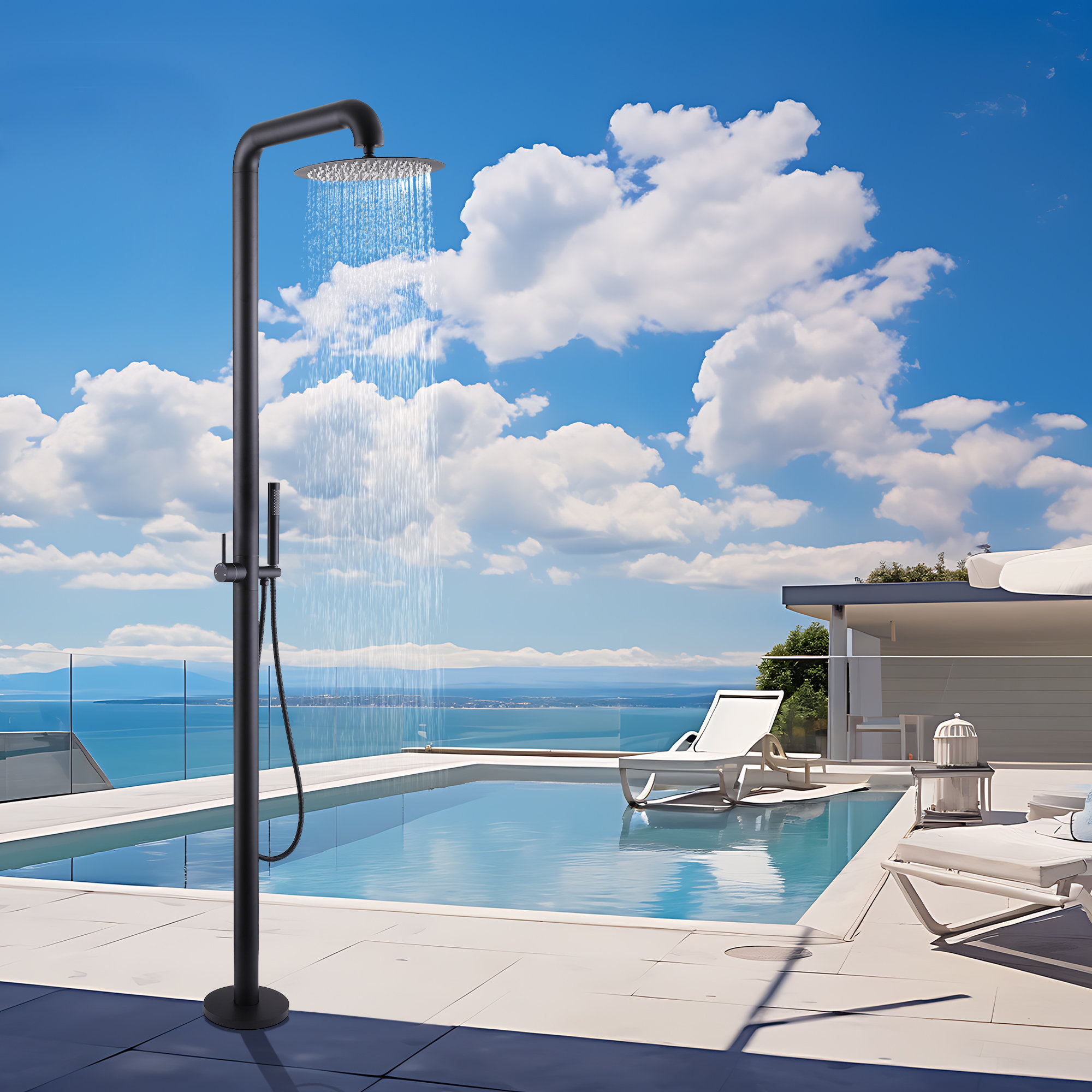 MODLAND 84.26" H Stainless Steel Freestanding Outdoor Shower with ...