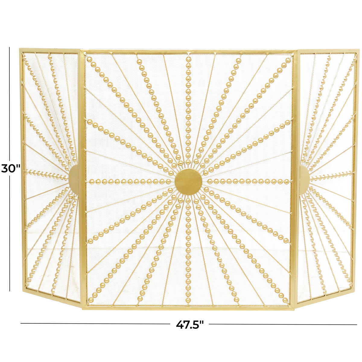 Novogratz Cole And Grey Metal Foldable 3 Panel Starburst Fireplace ...