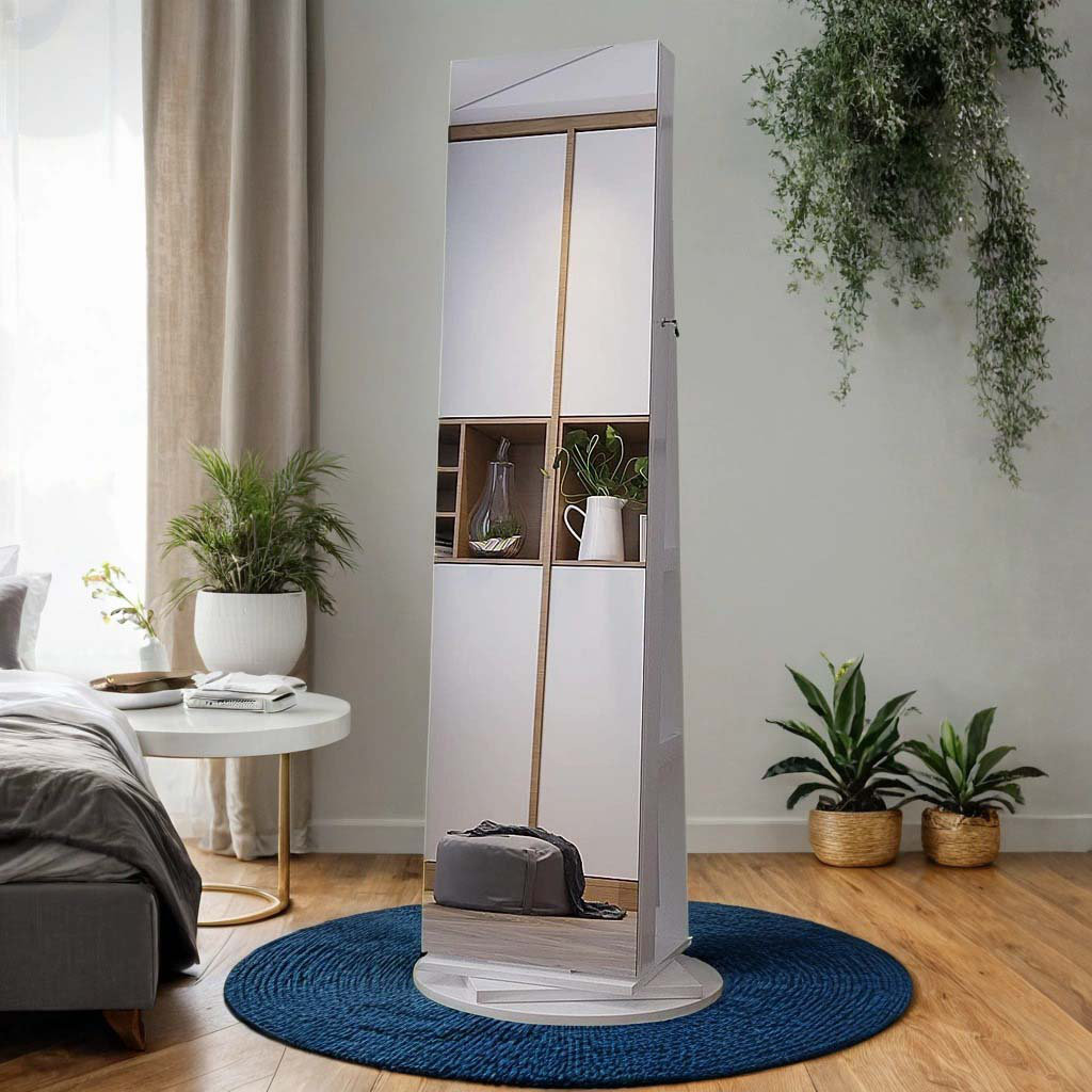 Latitude Run® 63 In. 360° Swivel Jewelry Storage Cabinet With Lockable ...