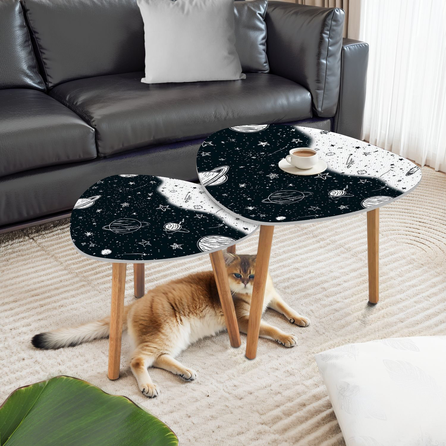 East Urban Home Triangle Nesting Coffee Table Set of 2 space planets ...
