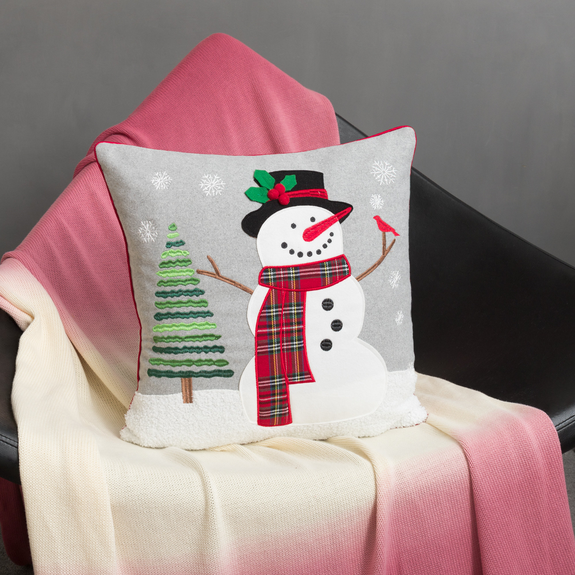 JWH Decorative Christmas Tree Snowman Throw Pillow Cover 18 x 18 inches ...