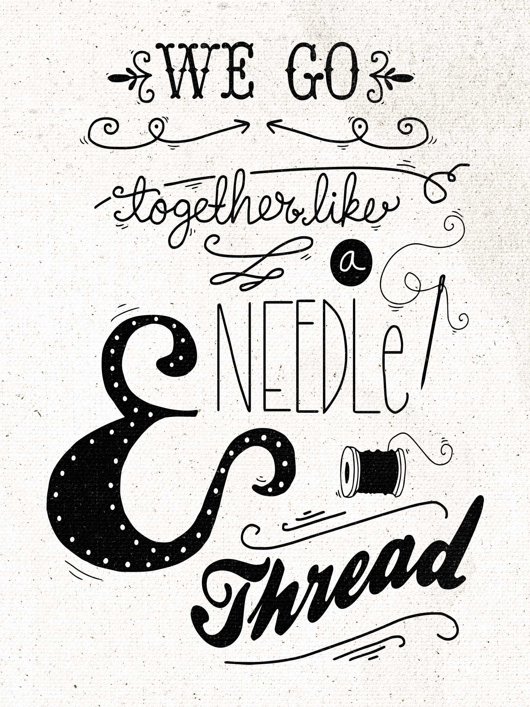 Trinx We Go Together Hand Font Fabric - Wrapped Canvas Print | Wayfair