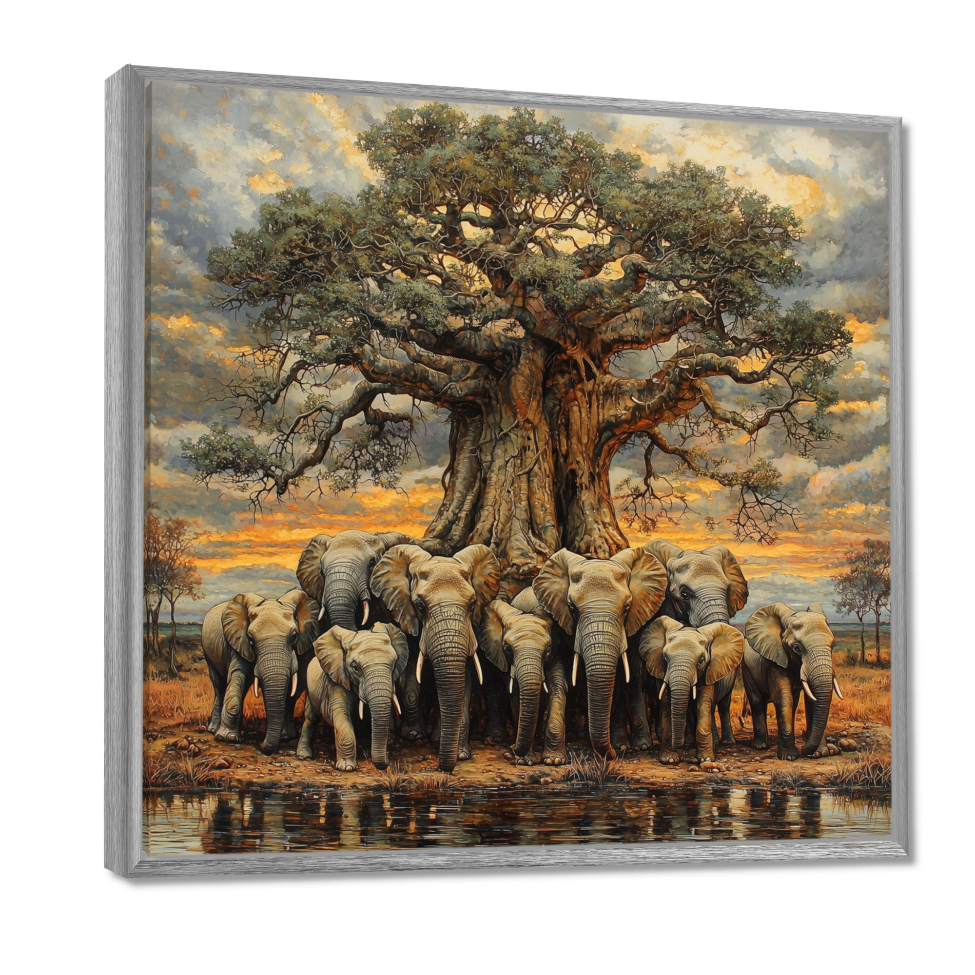 Bungalow Rose Hammes African Elephants By The Baobab Tree I - elephant ...