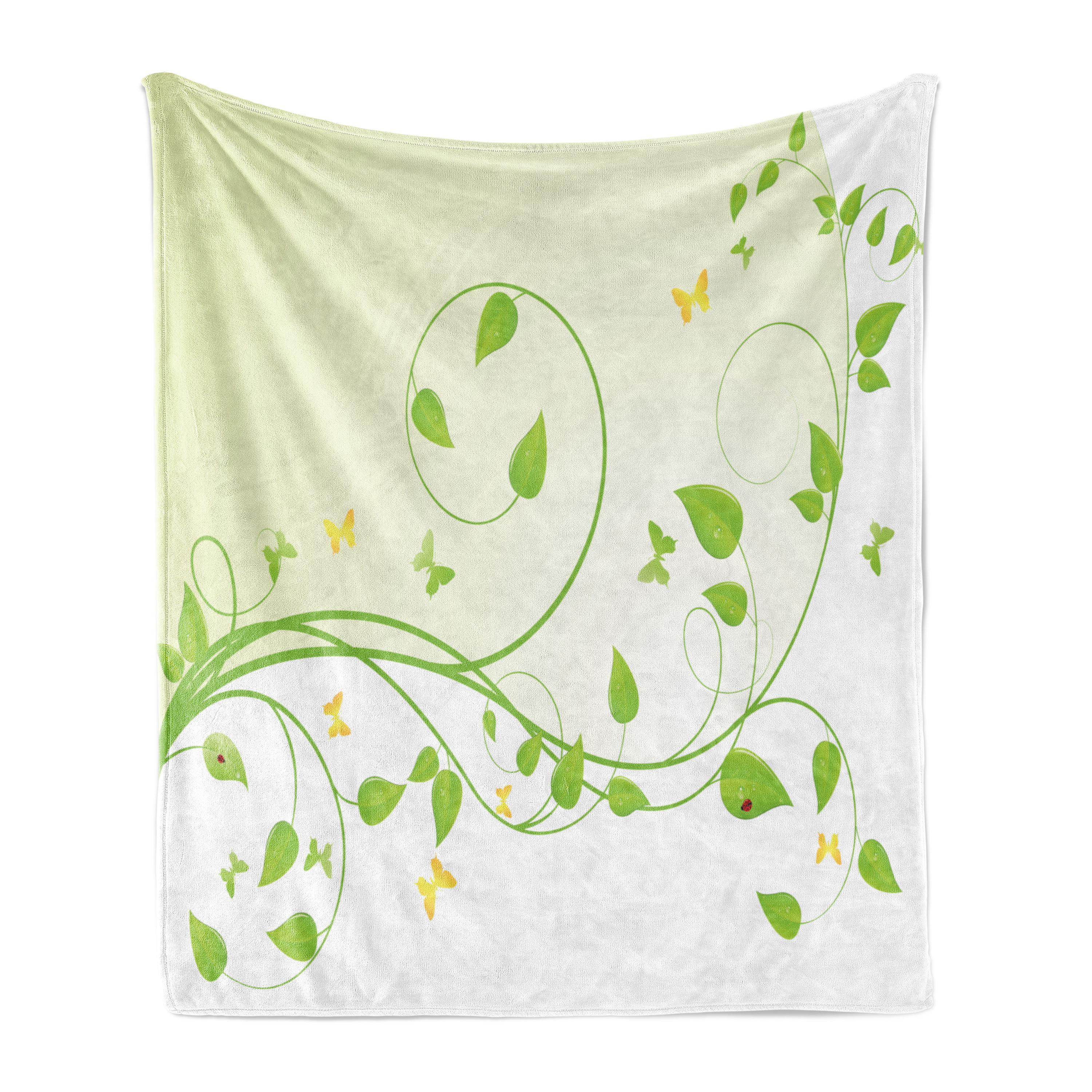 Ambesonne Vine Fleece Throw Blanket Flourishing Sapling Leaves Lime ...