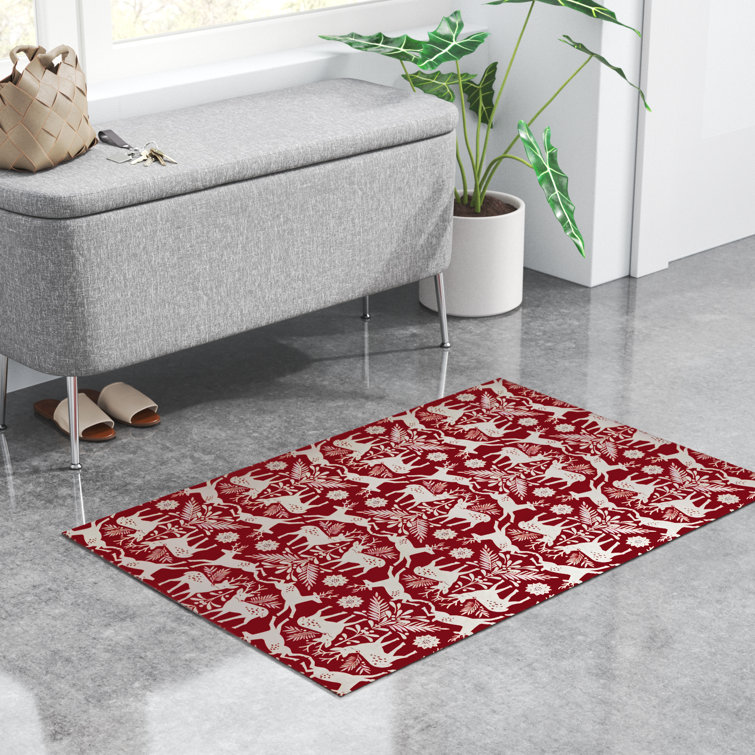 The Twillery Co.® Woodville DEER ME CRANBERRY Area Rug | Wayfair