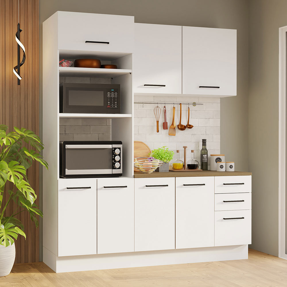 Hokku Designs Hazel 3-Piece Kitchen Storage Set with 3 Door Pantry ...
