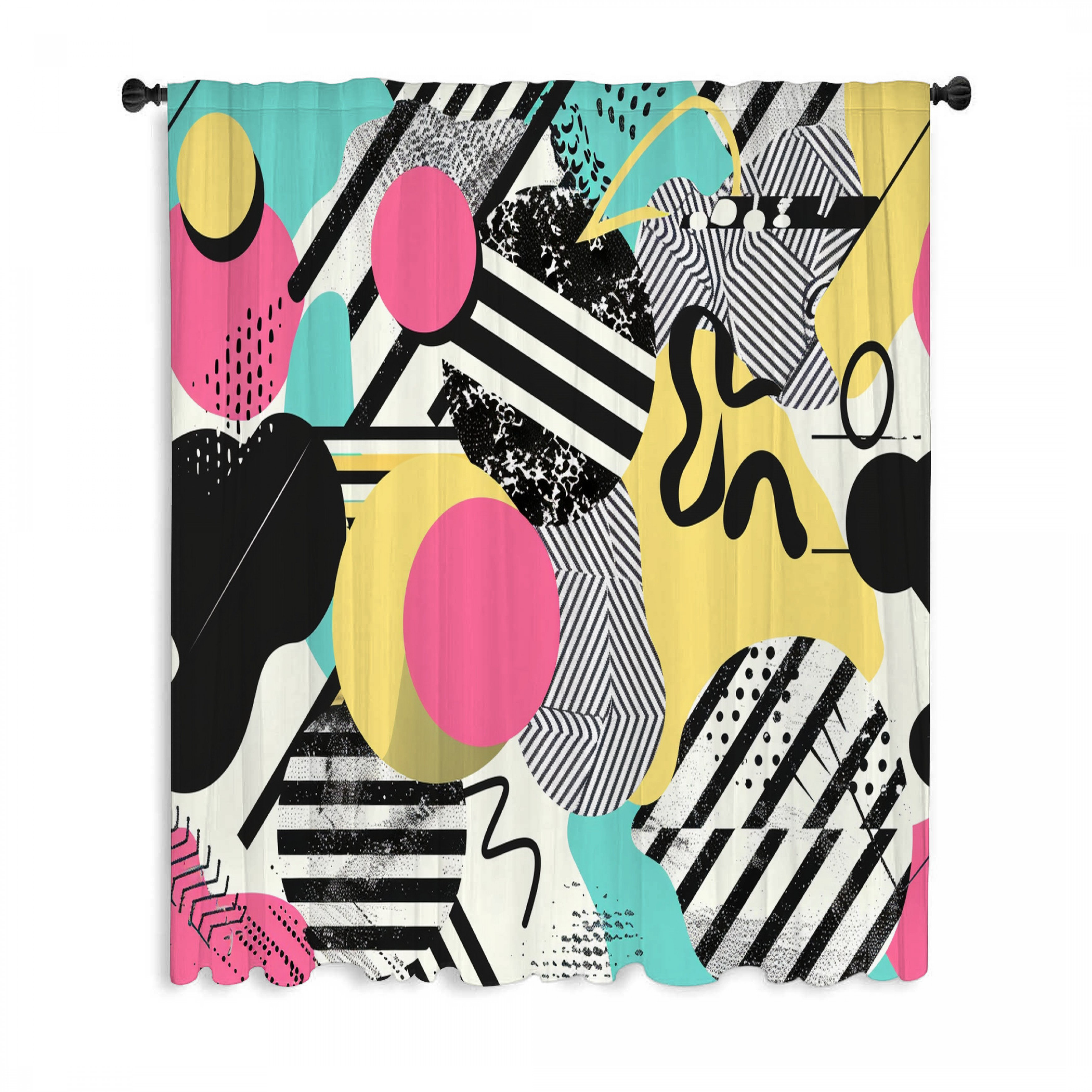 Orren Ellis Pop Art Window Curtains, Abstract Blockout & Sheer Curtains ...