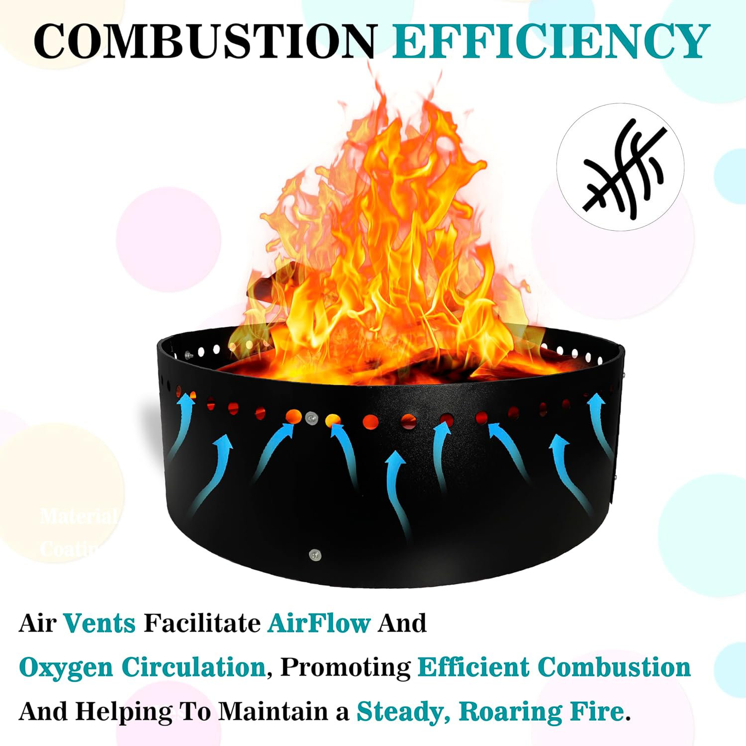 Febtech - Smokeless Fire Ring For Outside Fire Pit - 36" Diameter & 12 ...