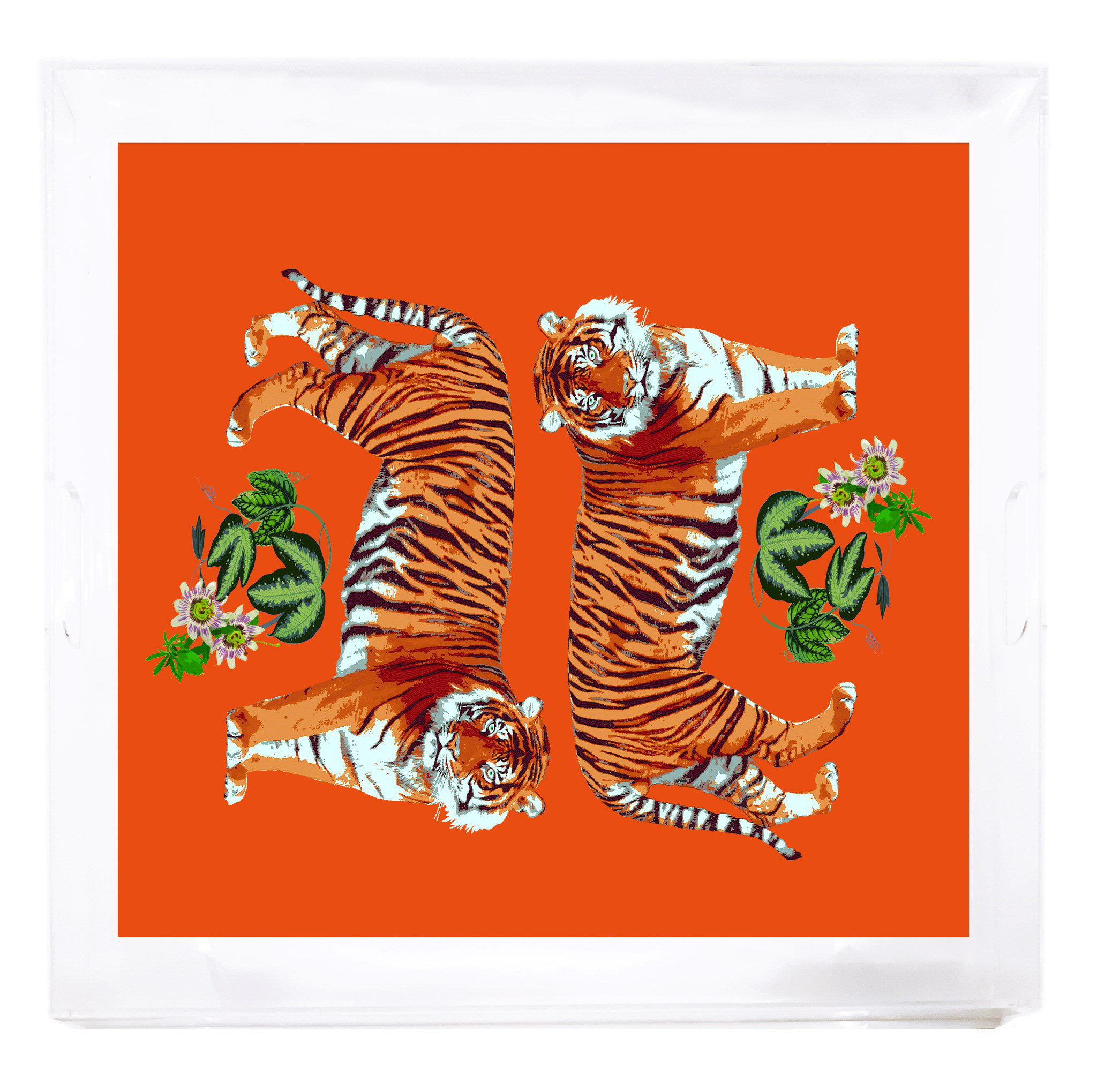 Nicolette Mayer Tiger Seeing Double Round Acrylic Tray | Wayfair
