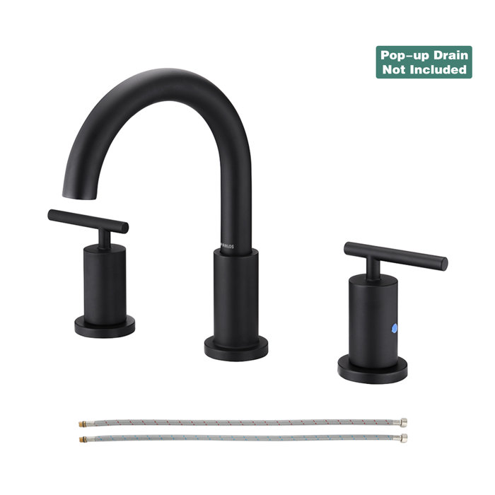 Parlos Home Widespread 2 Handles Bathroom Faucet with Water Supply ...