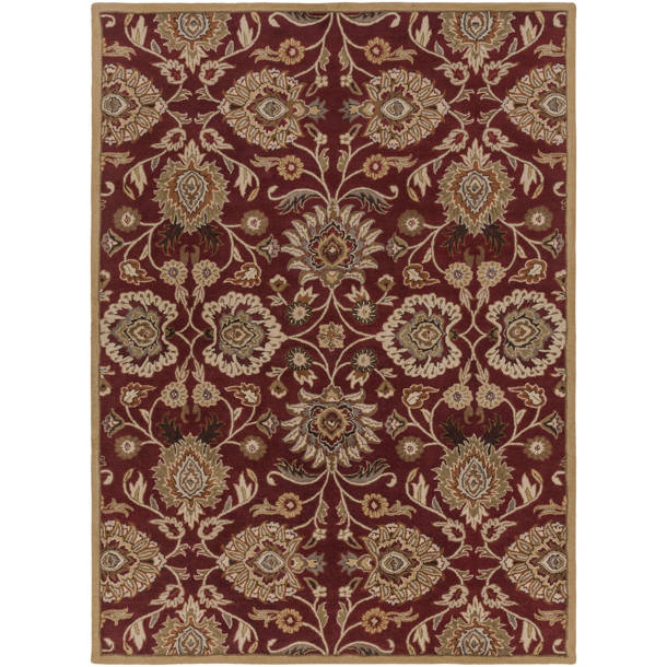 Birch Lane™ Arden Handmade Wool Dark Brown/Garnet Rug & Reviews | Wayfair