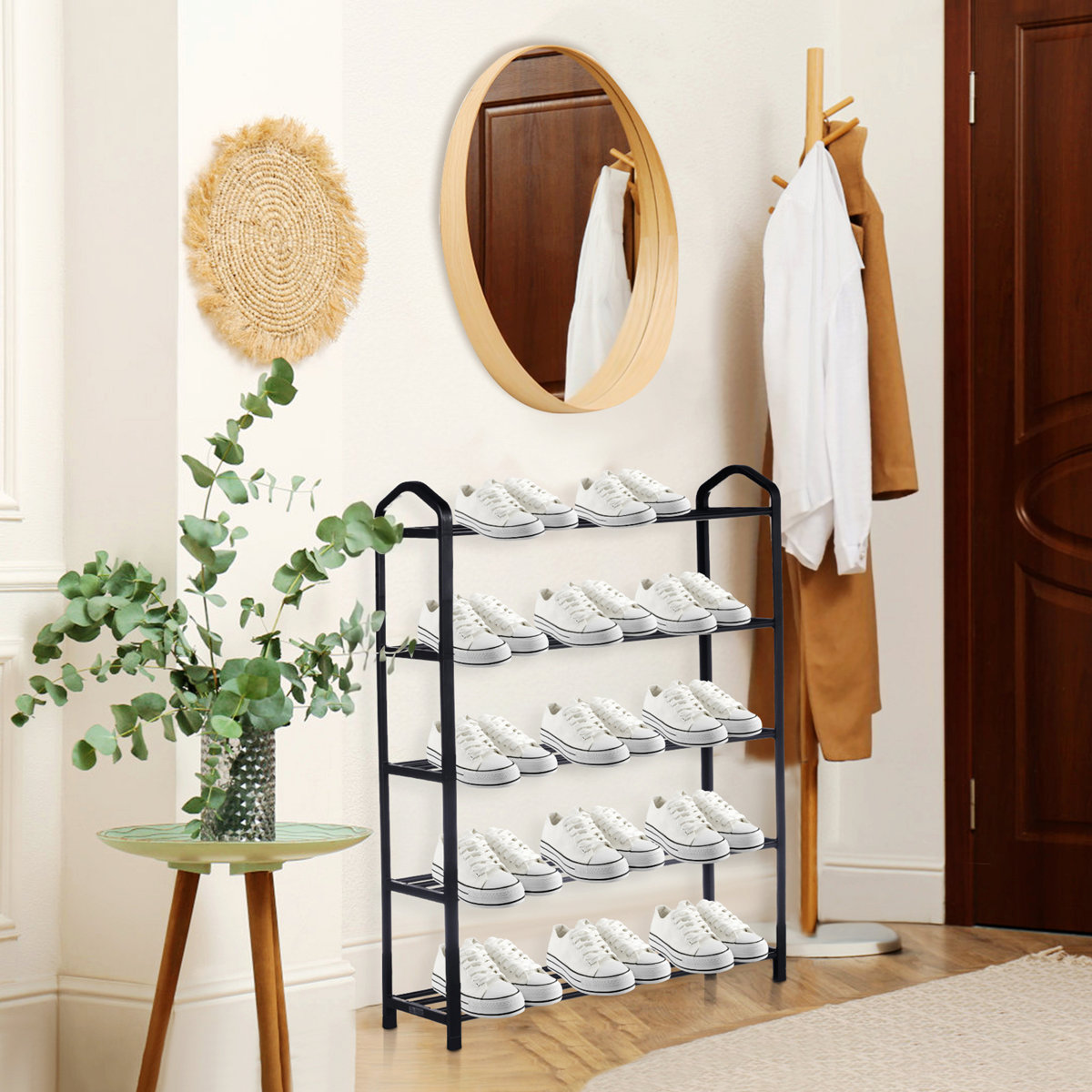 Rebrilliant 5-Tier Stackable Shoe Rack, 15-Pairs Sturdy Shoe Shelf ...