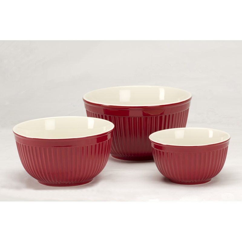 Omniware Simsbury Stoneware 3 Piece Nested Mixing Bowl Set | Wayfair