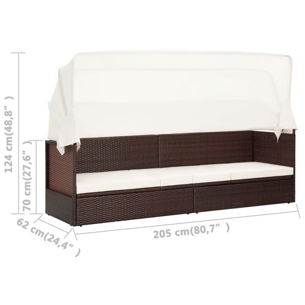 Wade Logan® Patio Couch Sunlounger with Canopy Cushion Outdoor Sunbed ...