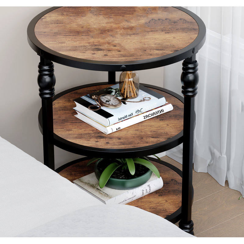 Charlton Home® Living Room 3-tier Round End Table With Storage Shelf ...