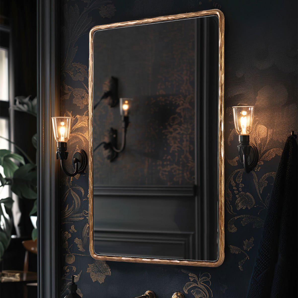 Latitude Run® Brunilde Antique Hand-Forged Iron Rectangle Wall Mirror ...