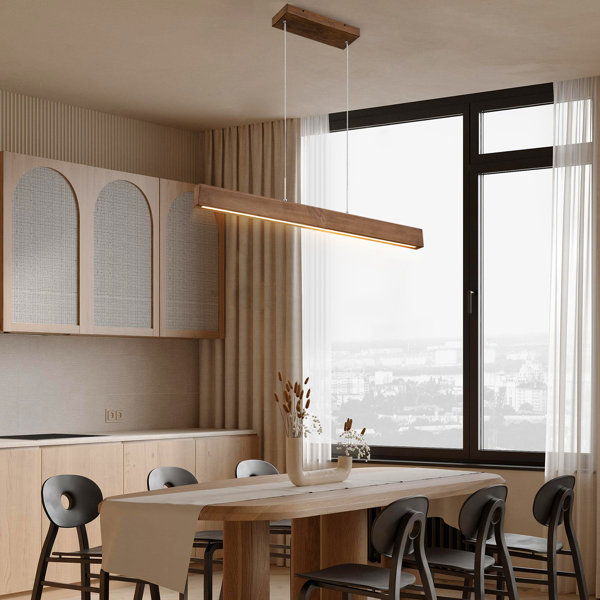 Latitude Run® 1 Light Kitchen Linear Led Pendant With Wood Accents ...