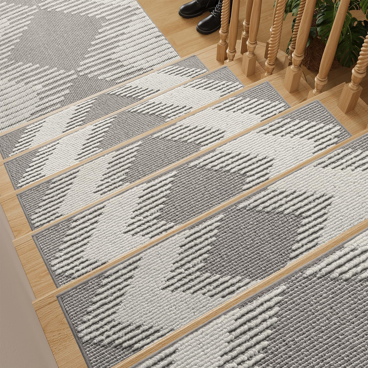 Latitude Run® 15PC Stair-Treads Non Slip, 3D Peel And Stick Stair ...