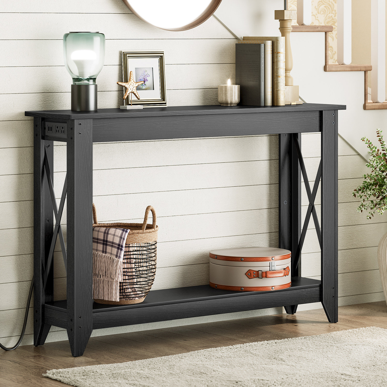 Winston Porter Samha 47.2'' Console Table with Charging Station ...