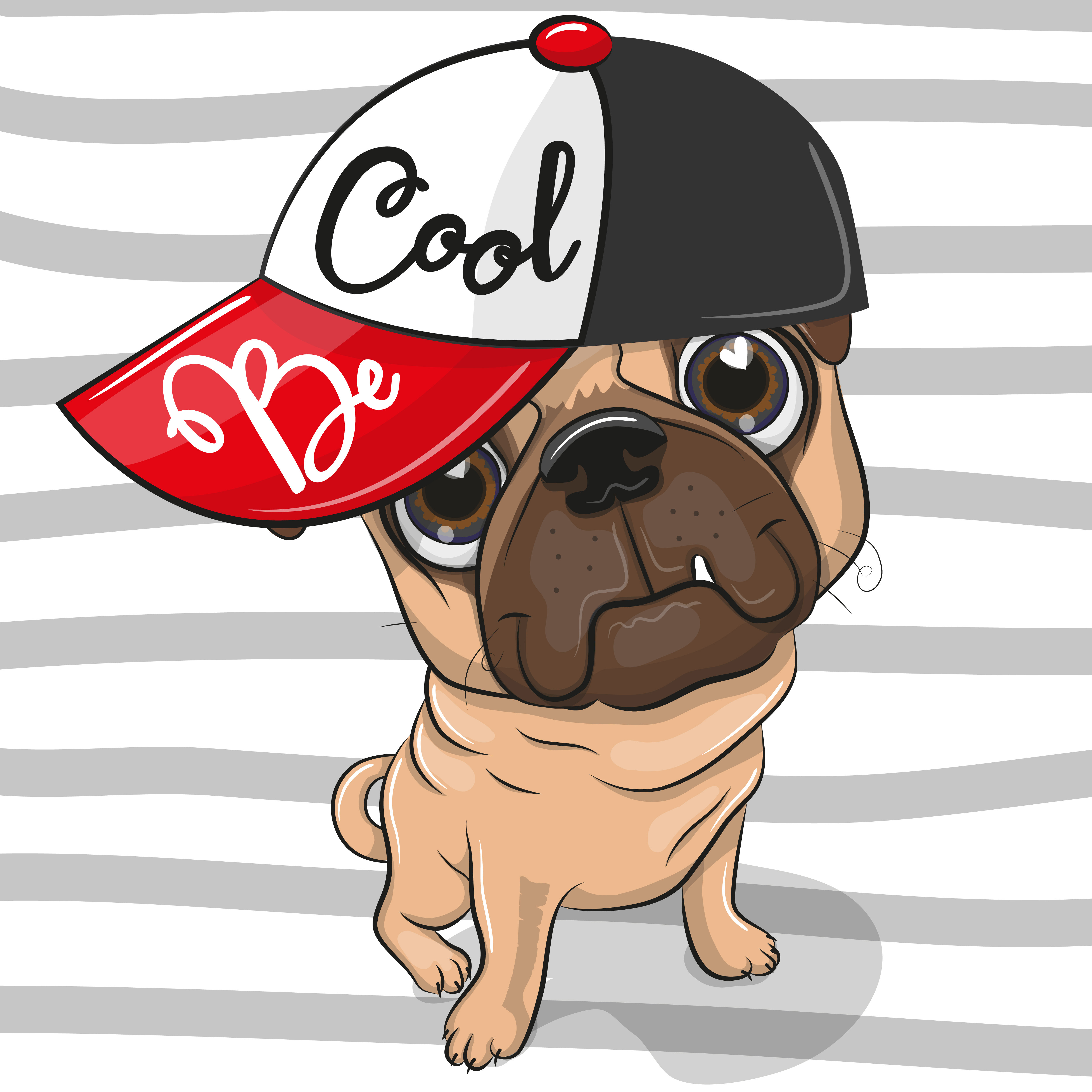 Trinx Cute Pug Dog With A Red Cap | 2945078 - Wayfair Canada
