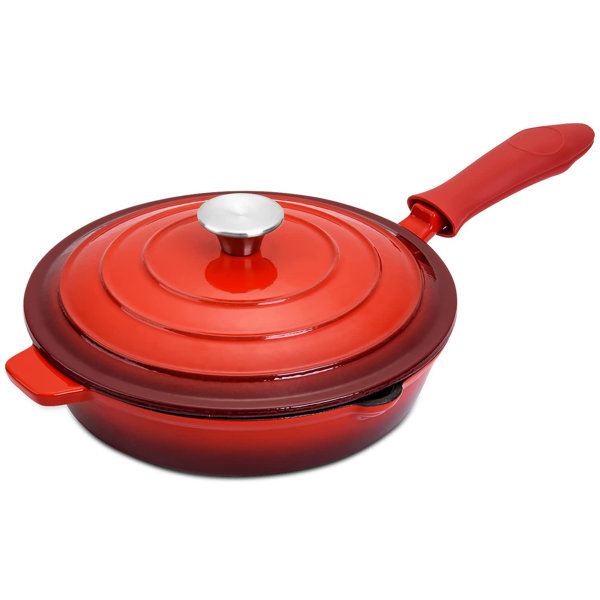 Hamilton Beach Enameled Cast Iron Fry Pan 12-Inch Red,, 44% OFF