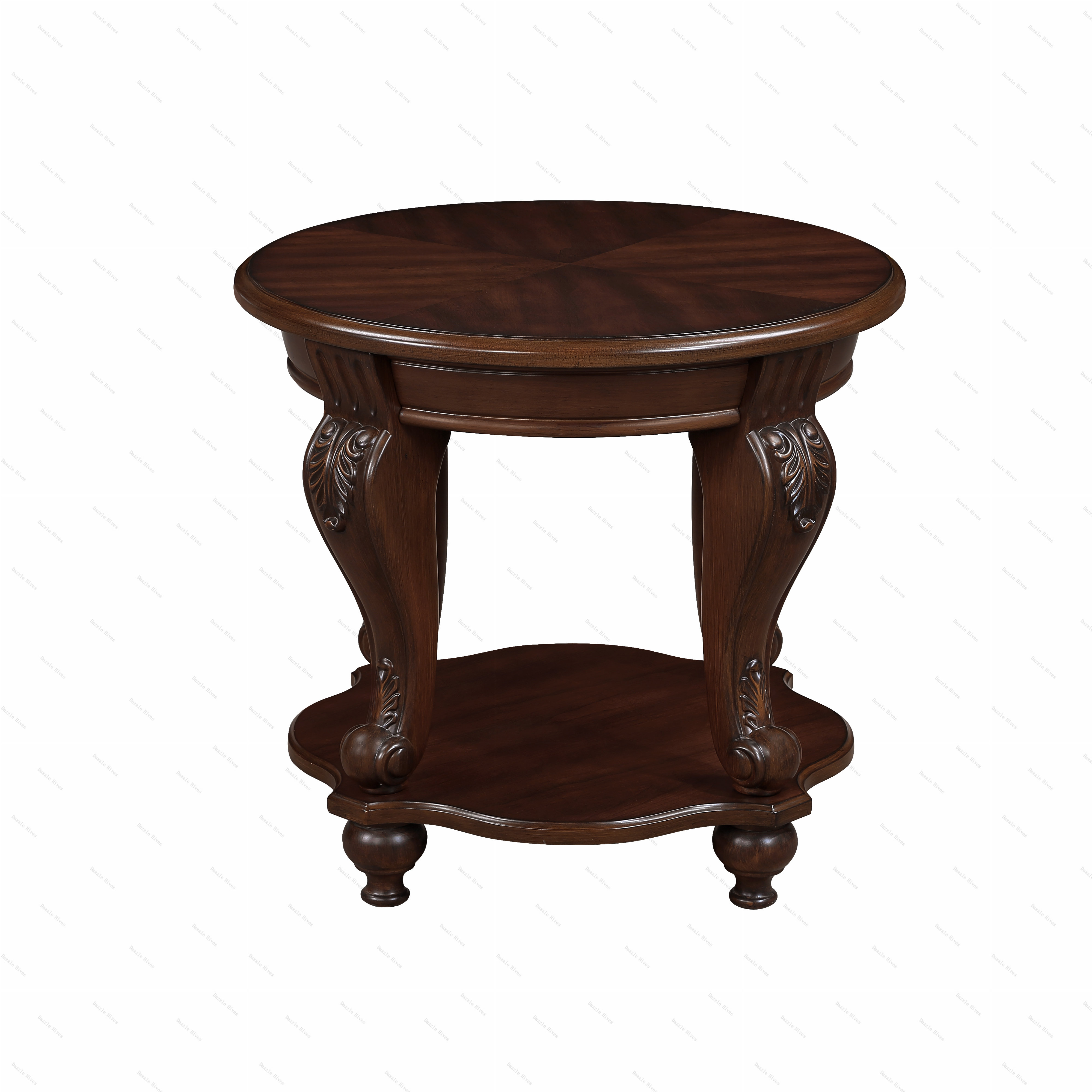 Charlton Home® 22'' Two Tone Round End Table,Solid Wood Sofa Side Table ...