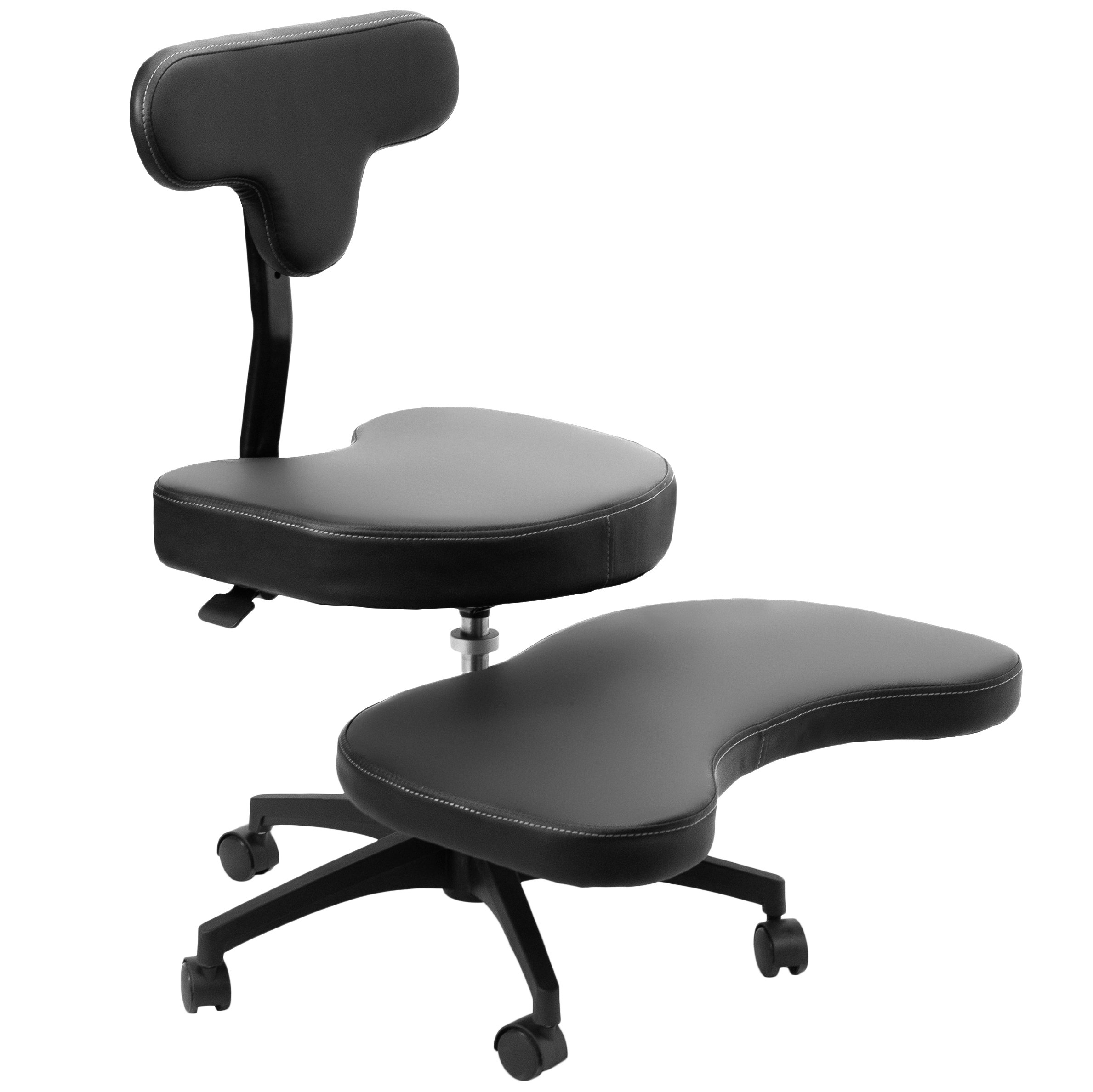 VIVO Black Ergonomic Cross Legged Swivel Chair, Adjustable Office Stool ...