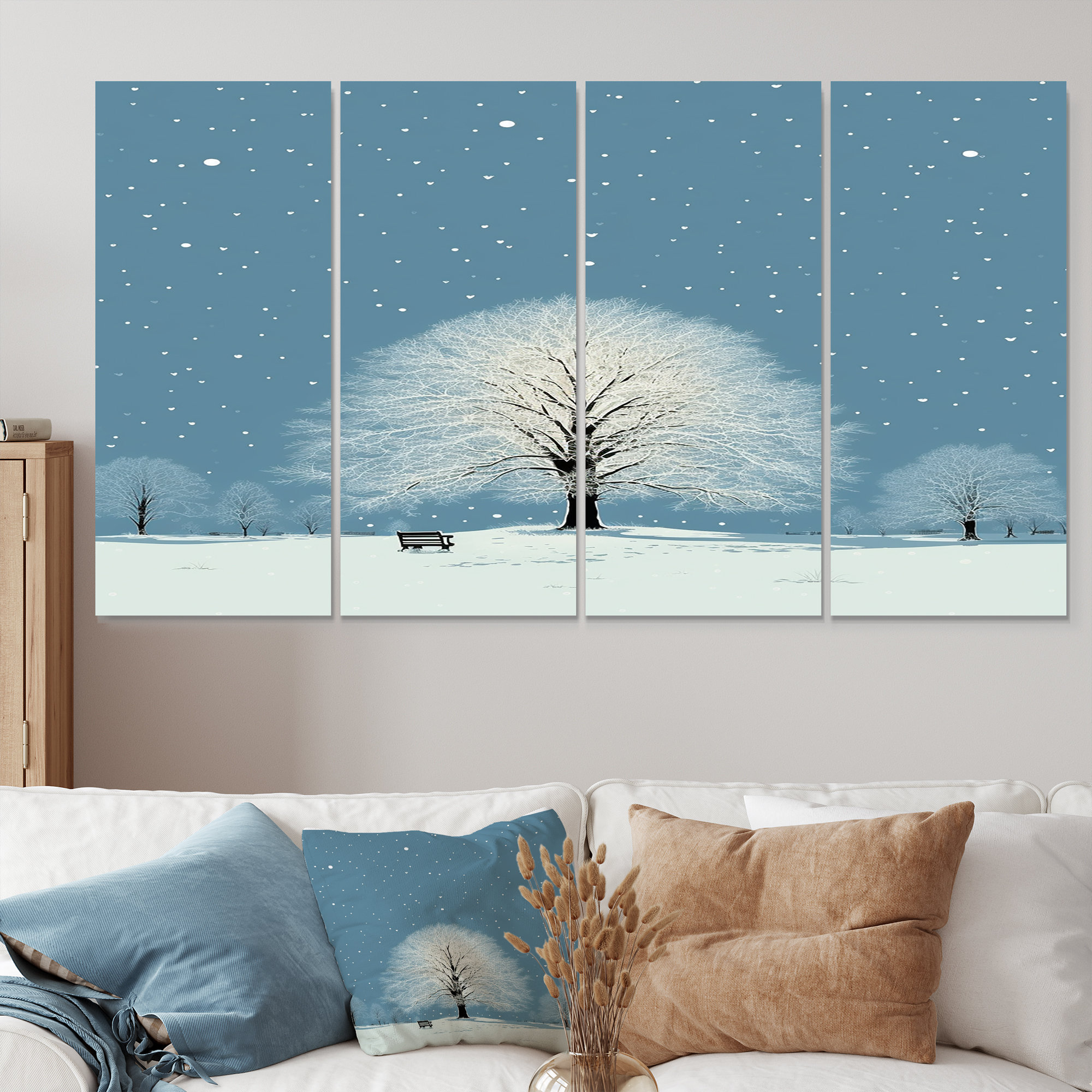 Millwood Pines Singly White Snow Tree In Winter Park - Tree Oak Wall ...