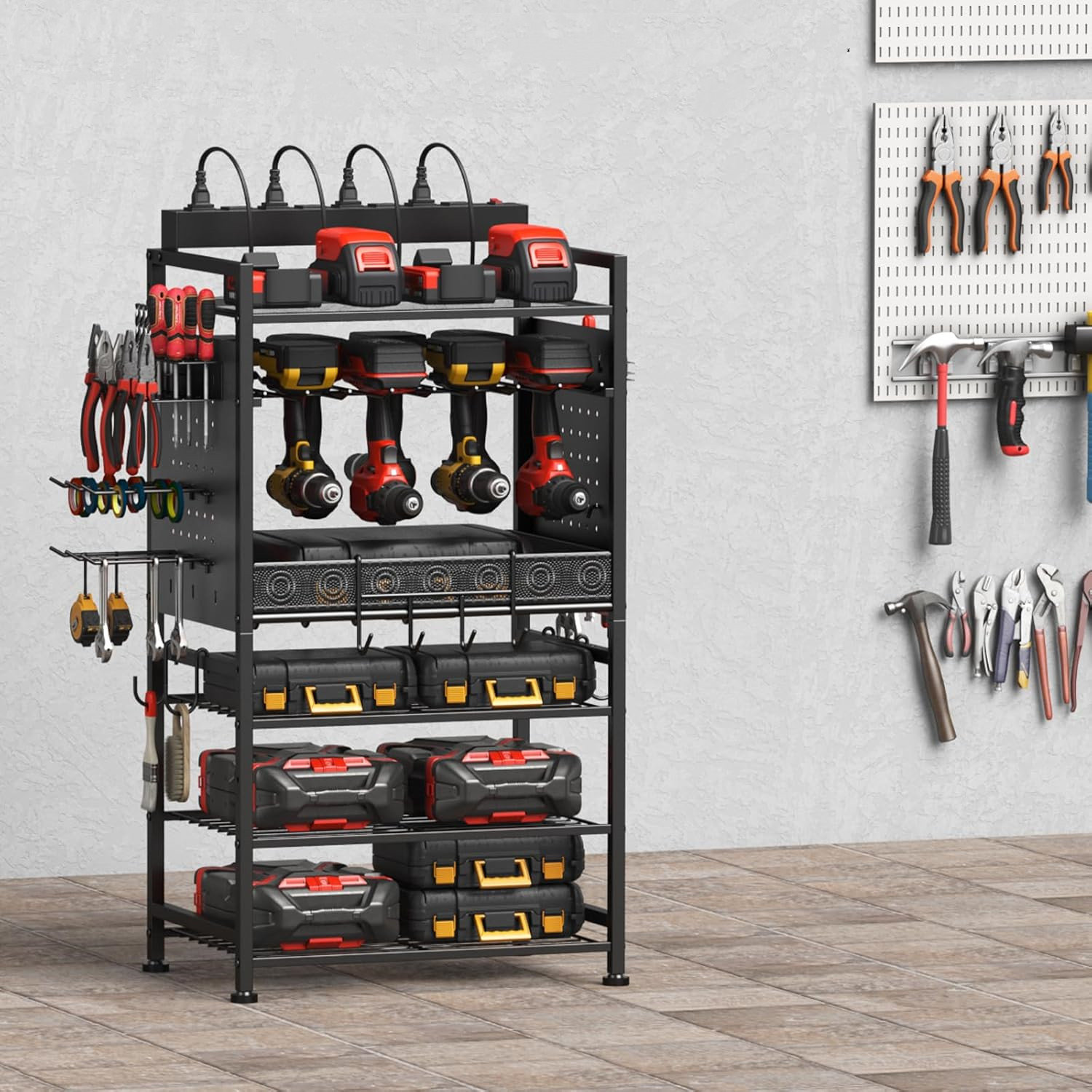 WFX Utility™ Garage Adjustable Storage Utility Tool Rack With 8 Outlet ...