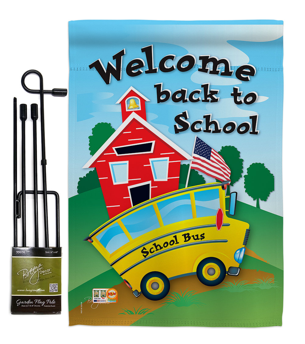 Latitude Run® School Bus 2-Sided Polyester 18.5 x 13 in. Flag Set | Wayfair