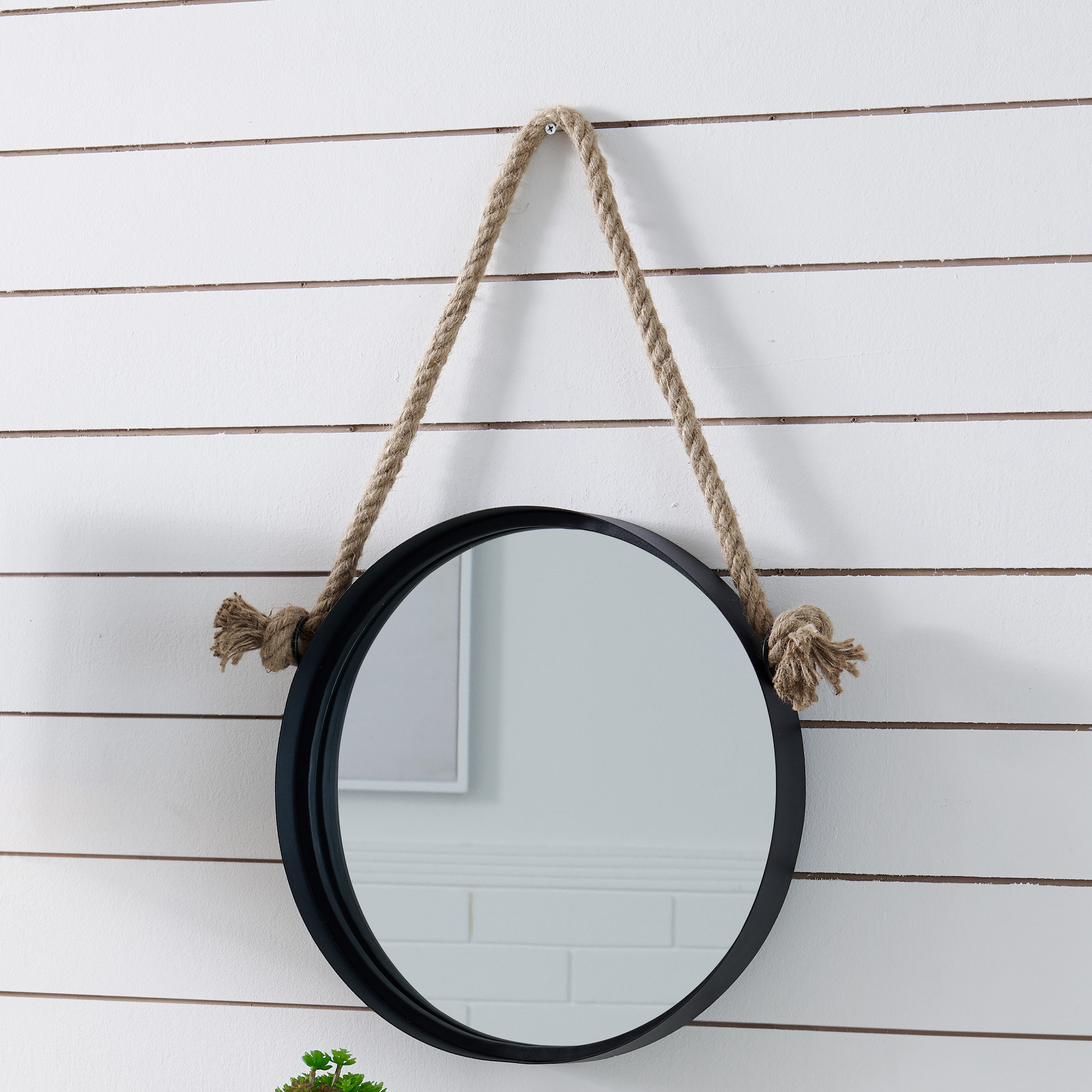 Breakwater Bay Parowan Black Iron Framed Round Accent Mirror with ...