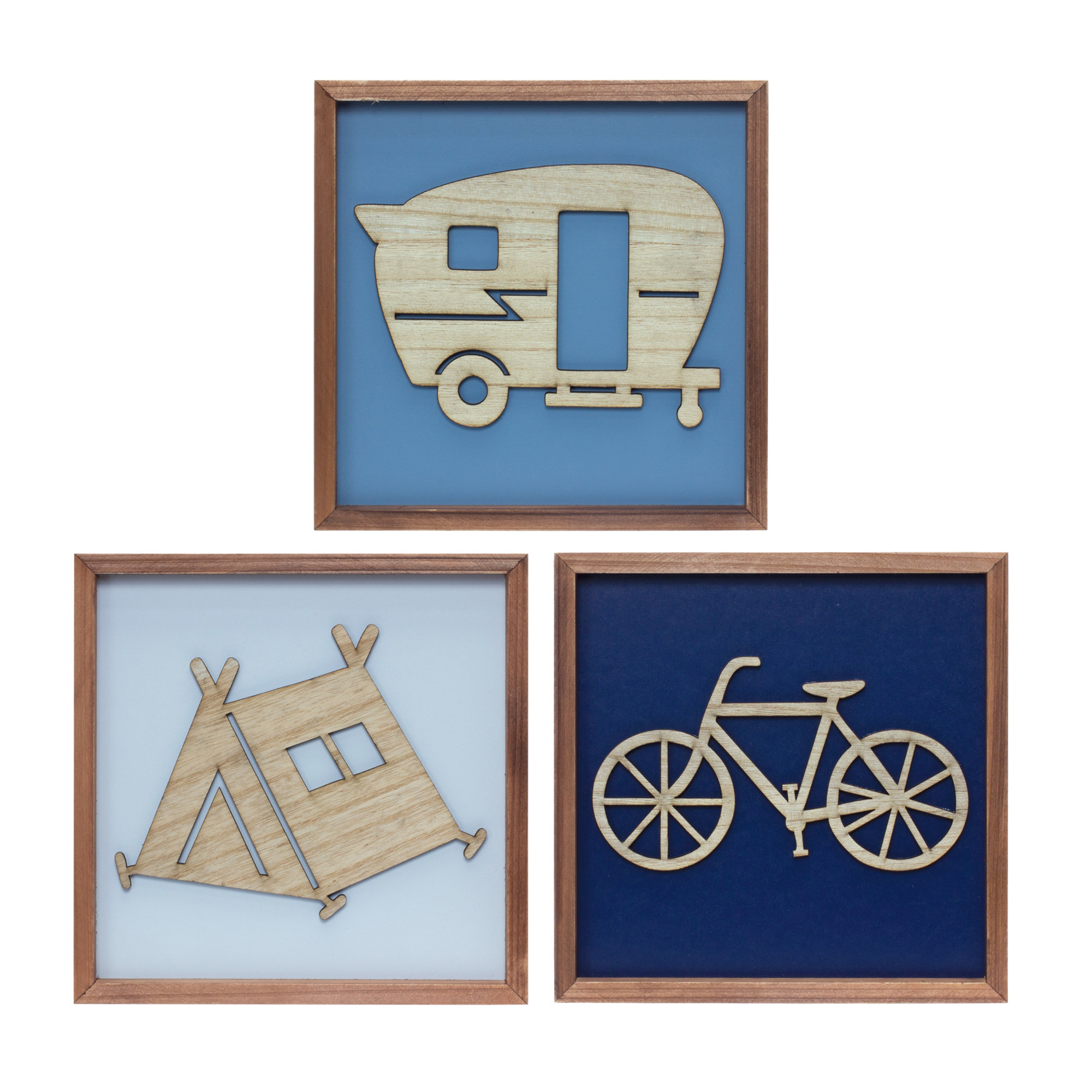 Gracie Oaks Wood Adventure Wall Frames (Set of 3) | Wayfair