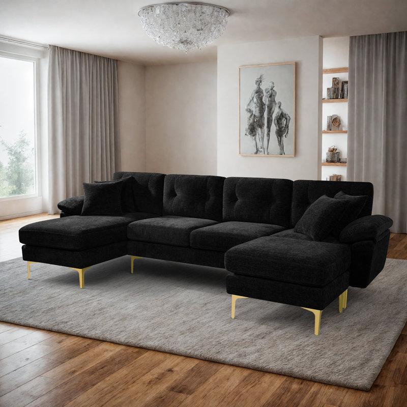 Mercer41 Roemy 4 - Piece Upholstered Sectional & Reviews | Wayfair