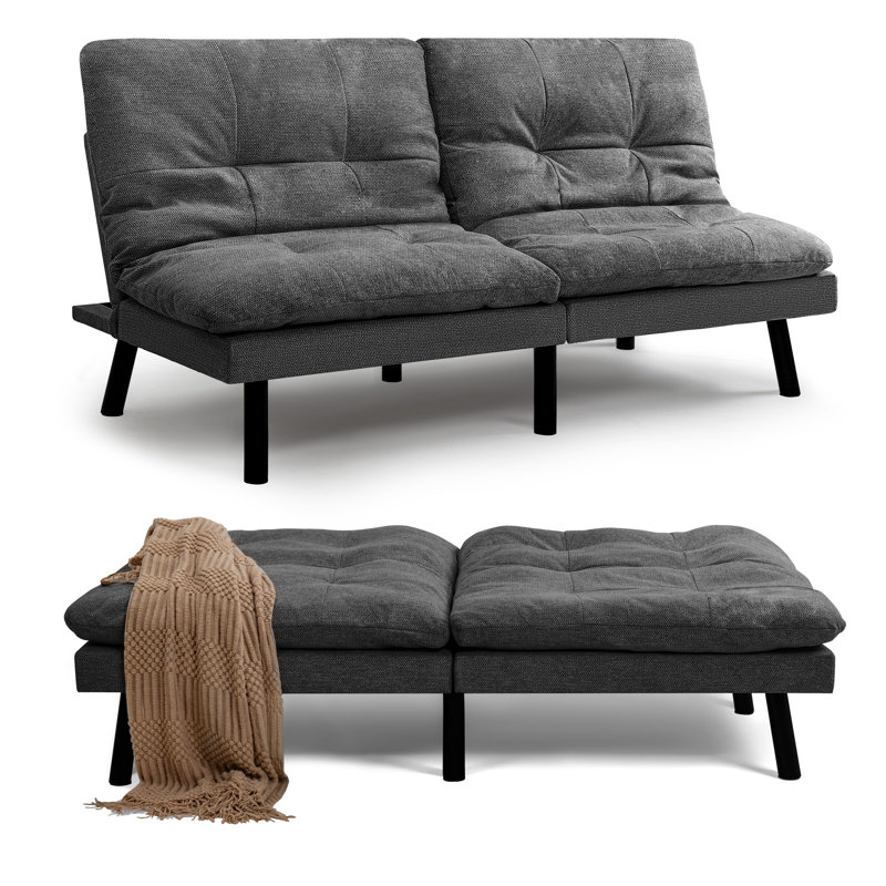 George Oliver Isaul 68'' Upholstered Biscuit Back Convertible Sofa ...