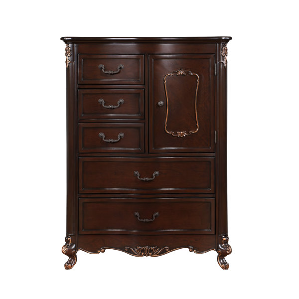 Royal Classics Constantine 5-Drawer Solid Wood Chest, Cherry | Wayfair