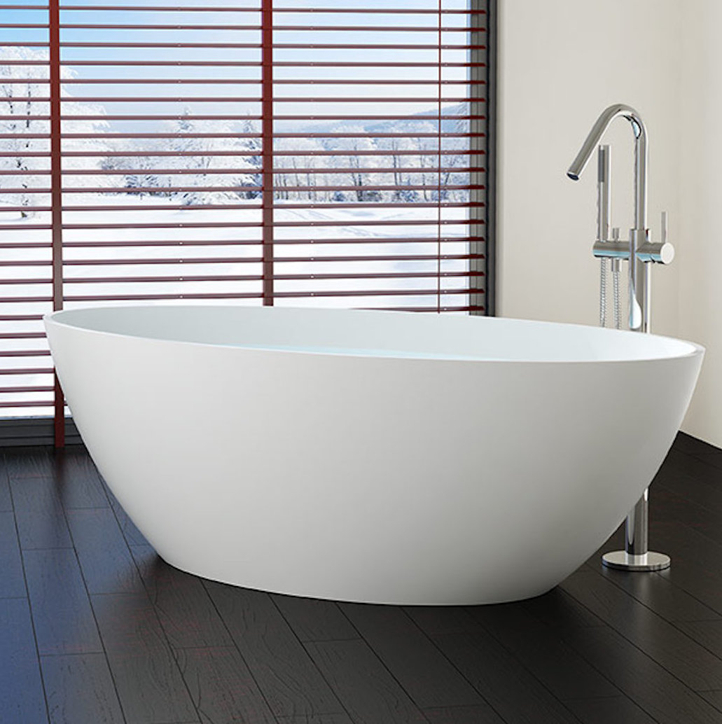 Badeloft 70" x 35" Freestanding Soaking Stone Resin Bathtub - Wayfair ...