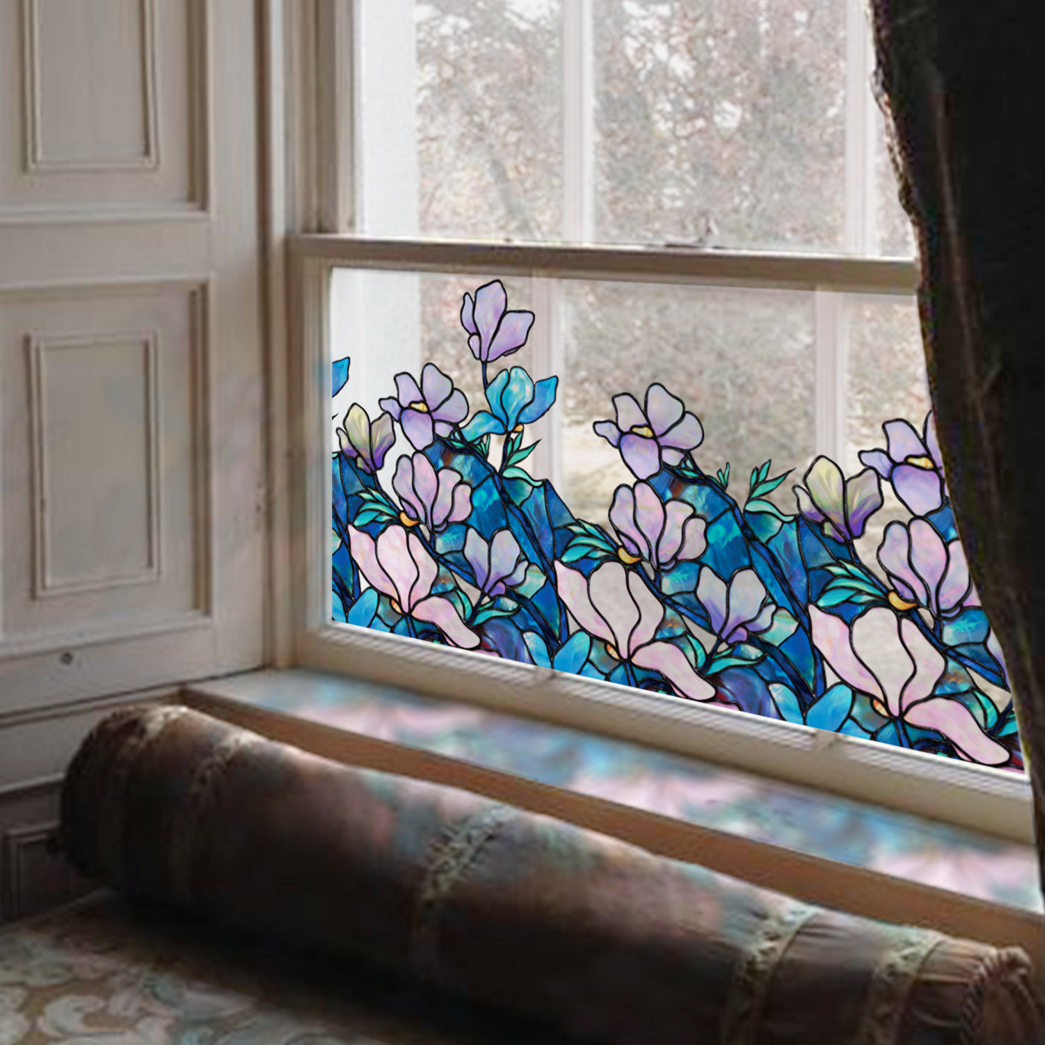 Winston Porter Blue Magnolia Flower Window Decal | Wayfair
