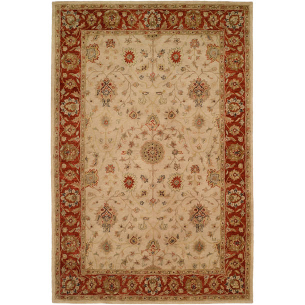 Meridian Rugmakers Handmade Wool Red/Beige Rug & Reviews | Wayfair