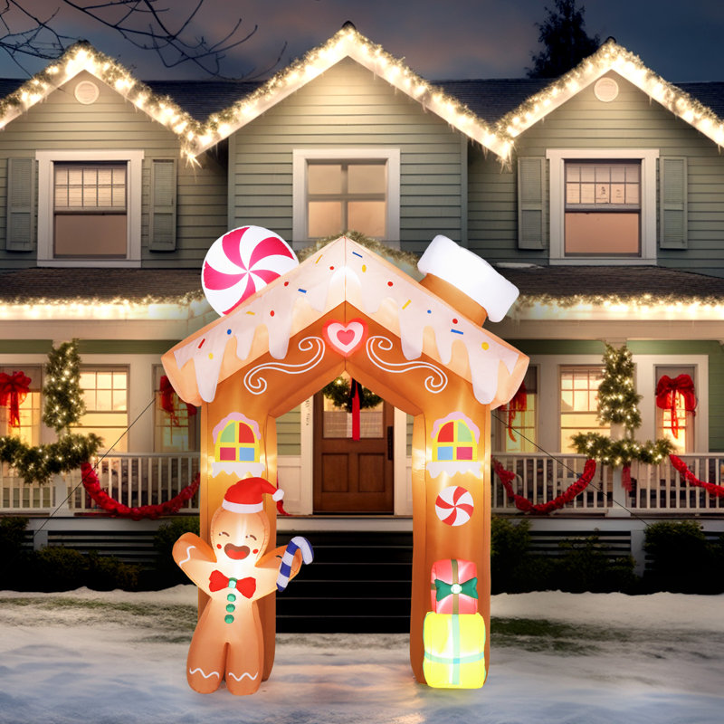 The Holiday Aisle® Archway with Gingerbread Man Inflatable & Reviews ...