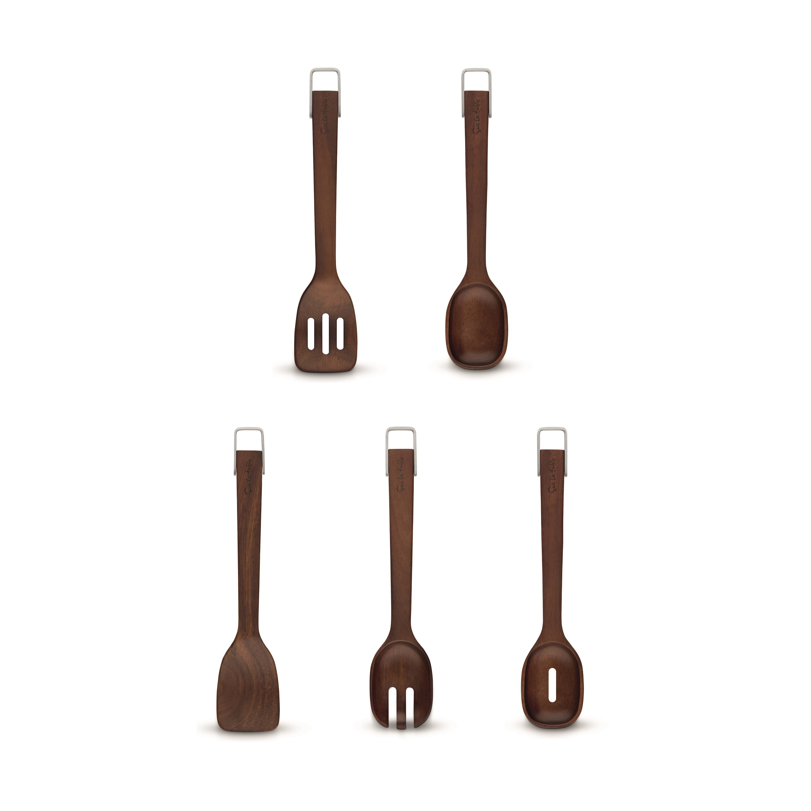 Sur La Table, Set of 5 Wooden Utensils, Solid Turner/Solid Spoon ...