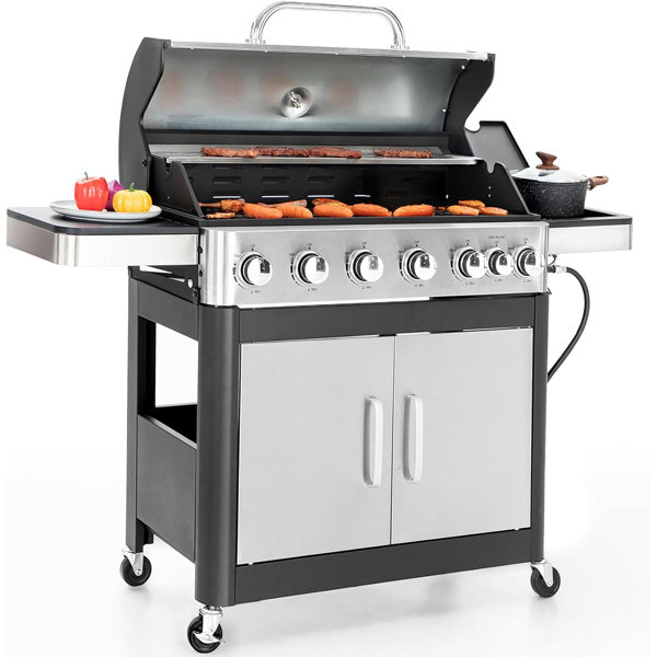 ATC CABINETS 6-Burner Propane Gas BBQ Grill with Side Burner ...