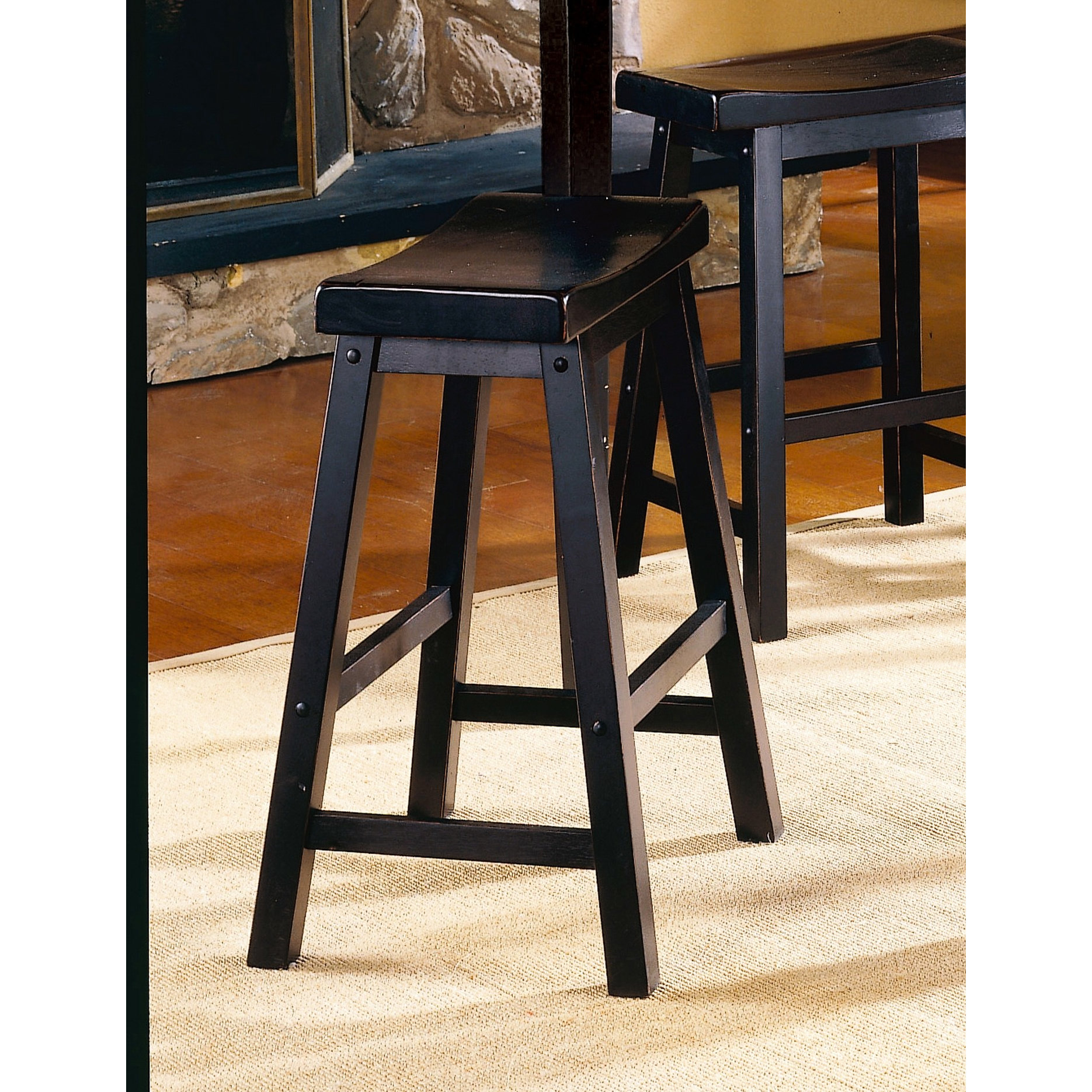 Red Barrel Studio® 24-inch Stools For Dining, 2pc, Solid Wood Saddle ...