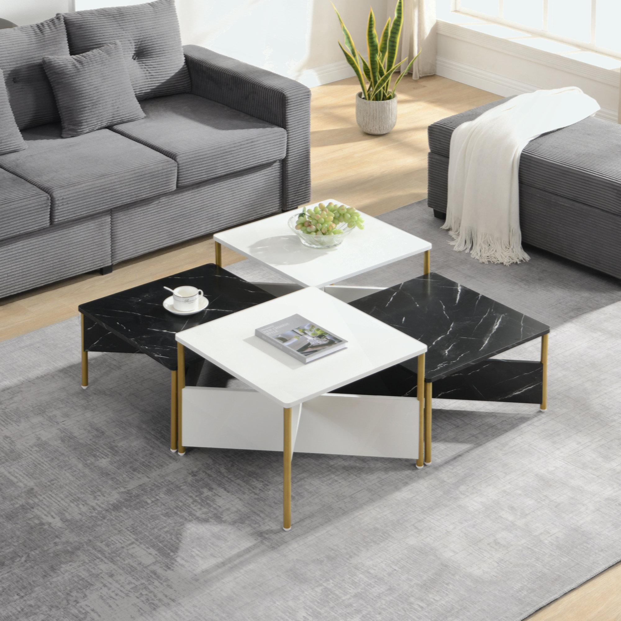 George Oliver Modern Nesting Coffee Tables Set Of 4 -Mid Century Modern ...