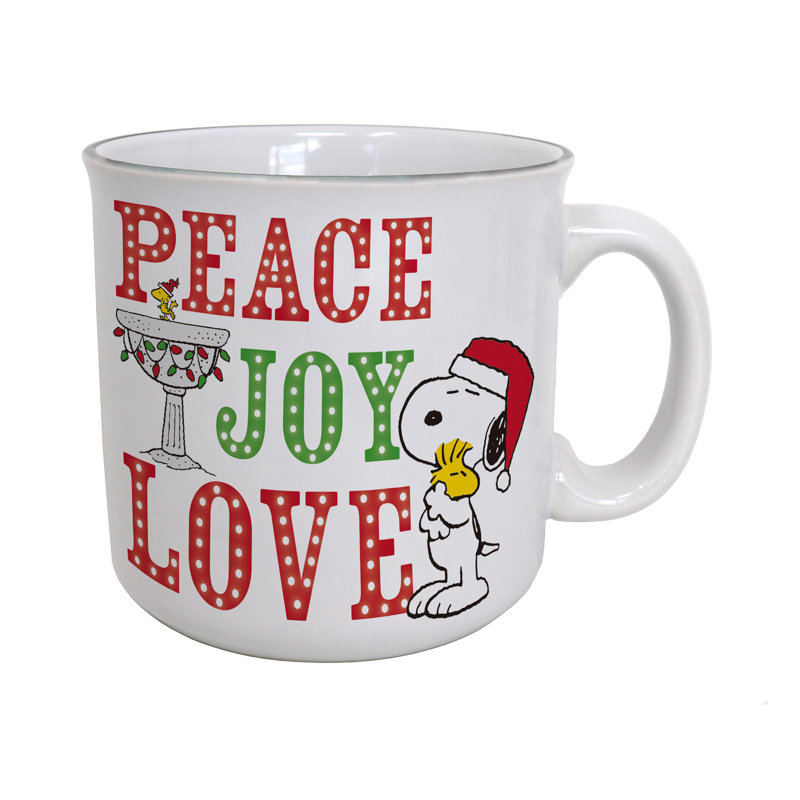 Bungalow Rose Peanuts - Peace, Joy, Love 20oz. Camper Mug | Wayfair