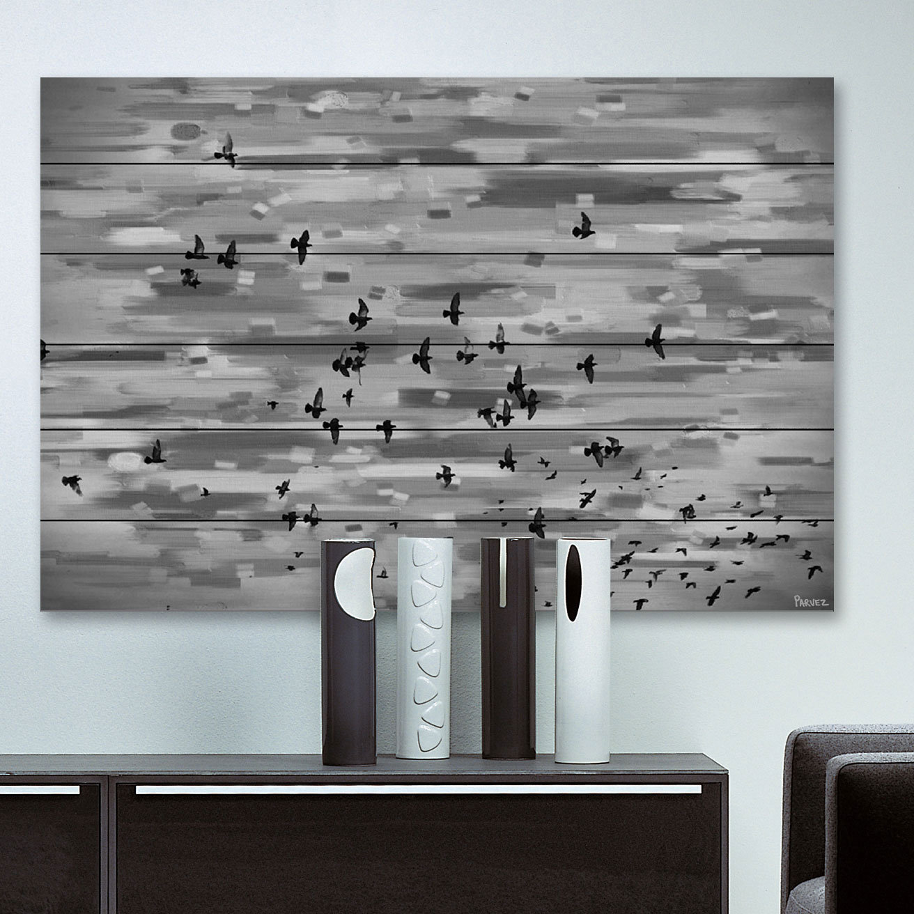 Parvez Taj 'Mansfield' by Parvez Taj Painting Print on White Wood | Wayfair